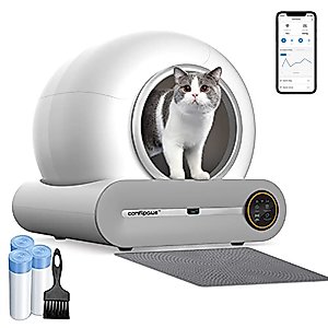 Comfipaws Automatic Cat Litter Box Self Cleaning Robot Cat Litter Box for Multiple Cats, Auto Clean Cat Litter Box with APP Control & Ionic Deodorizer, 65L+9L Smart Cat Toilet with Mat, Liner, Brush