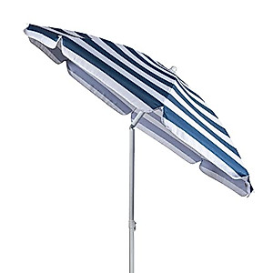 PICNIC TIME Outdoor Canopy Sunshade Beach Umbrella 5.5', Small Patio Umbrella, Beach Chair Umbrella, (Blue & White Stripe)