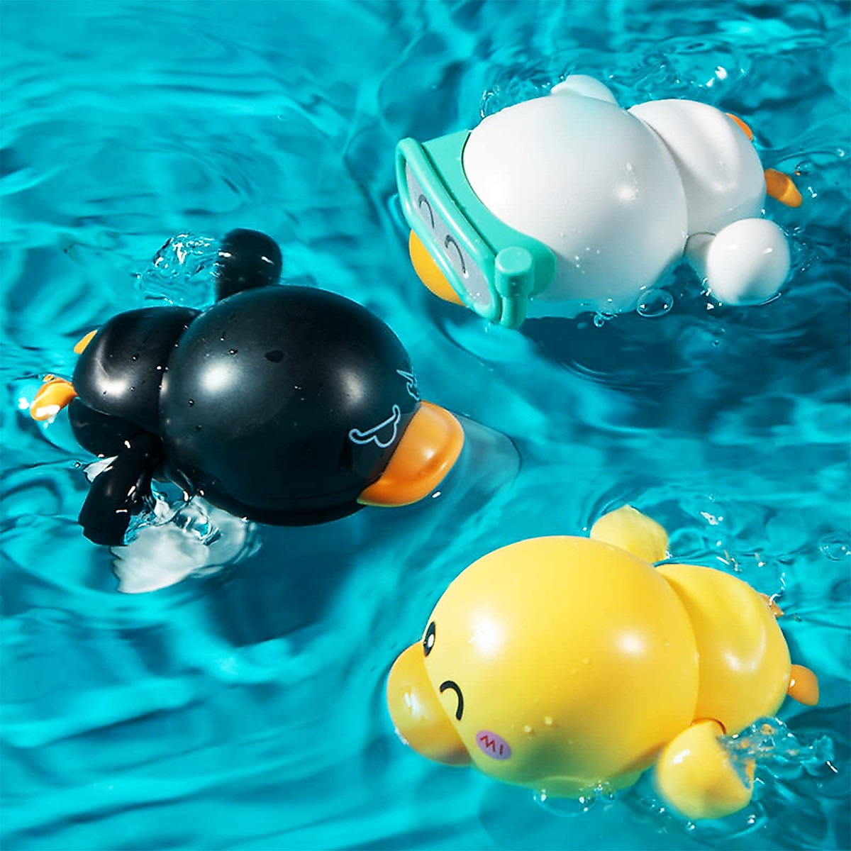 3 Pack Duck Bath Toys, Bathtub Toys for Baby Toddler, Wind Up Bathing Water Toy Bath Swimming Duck Toy, Swimming Tub Bathtub Pool Cute Swimming Toys for Boys Girls