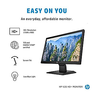 HP V20 HD+ Monitor | 19.5-inch Diagonal HD+ Computer Monitor with TN Panel and Blue Light Settings | HP Monitor with Tiltable Screen HDMI and VGA Port | (1H848AA#ABA), Black