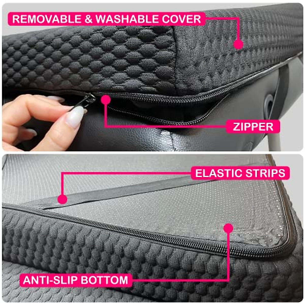 XOLLOZ | Lash Bed Mattress + Pillow | Comfortable Mattress Topper - with Four Corner Straps & Anti-Slip Bottom | Curved Lash Bed Pillow with Neck and Back Support, Two Pockets On The Sides