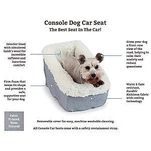 Snoozer Center Console Dog Car Seat, Dog Console Car Seat for Dogs Under 12 lbs, Wide Vehicle Consoles, Size: Large, Black Quilted Washable Cover, Comfortable and Secure, Harness Attachment Included