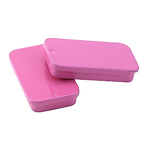 Tighall 8PCS Metal Slide Top Tin Containers Rectangle Tin Box Empty Storage Tins for Lip Balm Candles Crafts Candies Jewelry (2.2"*1.1"*0.4",Pink)