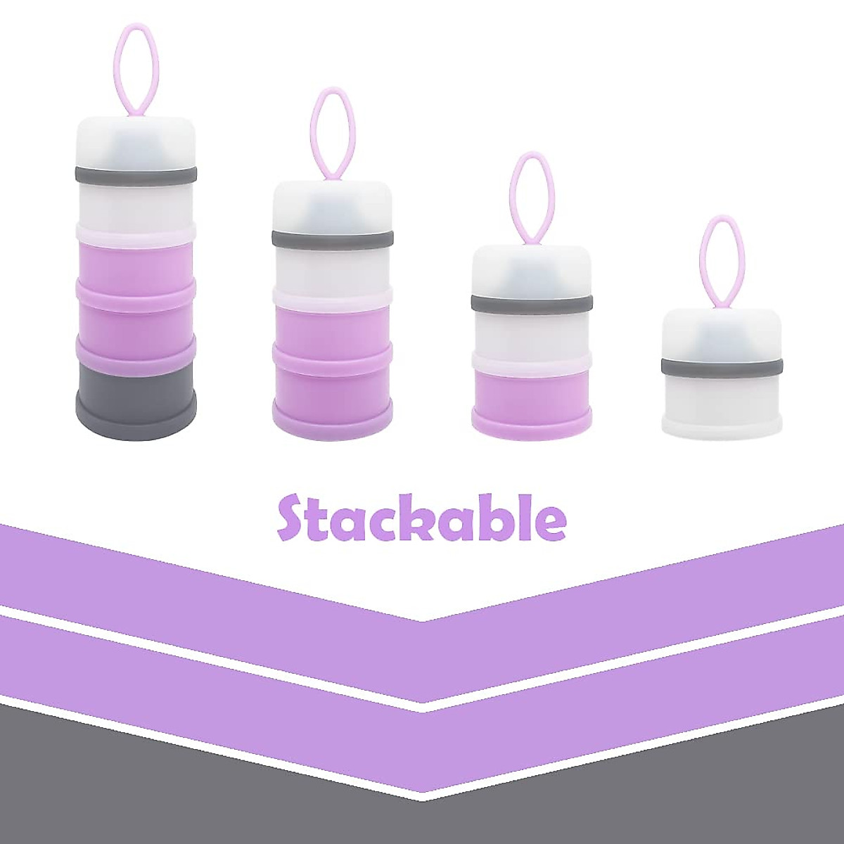 LADISO Baby Formula Dispenser, Formula Container, BPA Free, 4 Layers, Baby Feeding Travel Storage Container, Portable Milk Powder Dispenser Container, Non-Spill Stackable Baby Snack Storage Container