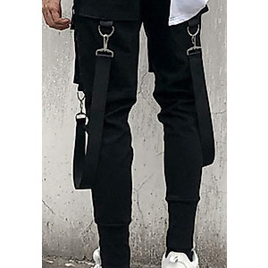 MOKEWEN Men's Multi Pocket Street Punk Hip Hop Casual Cargo Trousers Joggers Dancing Harem Pant 31-32