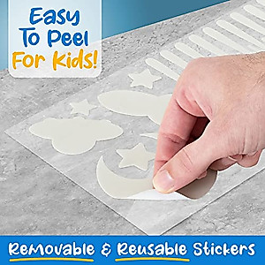 Glow in The Dark Stars for Ceiling, Outer Space Blue Wall Stickers,Galaxy Universe Wall Decal Shooting Stars Rockets,508 Pcs for Kids Boys Girls Bedroom Nursery Playroom Room Decoration