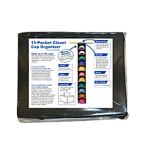 Perfect Curve 11-Pocket Closet Cap Organizer. 11 Shelf Hanging Closet Hat Organizer for Baseball Caps - Hat Storage For Up To 100 Caps - Baseball Hat Organizer - Gray