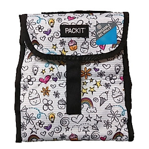 PackIt Freezable Lunch Bag (White Doodles)