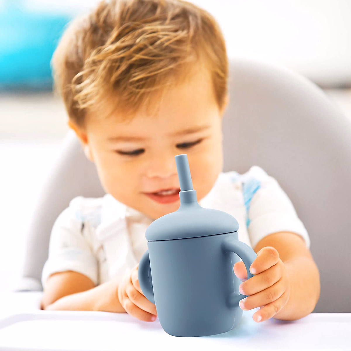 Mintlyfe Toddler Cups Silicone Training Sippy Cups with Straw Lid
