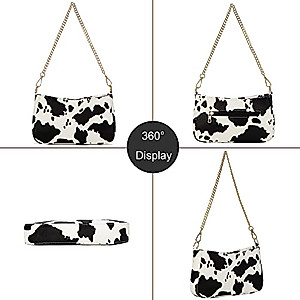Sunwel Fashion Women's Cow Print Underarm Bag Small Shoulder Bag Crossbody Cluth Purse for Women with Double Straps