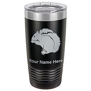 LaserGram 20oz Vacuum Insulated Tumbler Mug, Squirrel, Personalized Engraving Included (Black)