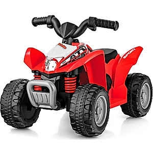 OLAKIDS Kids Ride On ATV, 6V Electric Vehicle for Toddlers, 4 Wheeler Battery Powered Motorized Quad Toy Car for Boys Girls with LED Lights, Horn (Garnet)