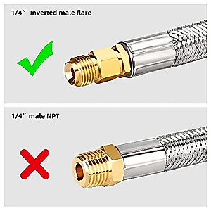 Startool 15 Inch RV Propane Hose, Camper Gas Line Replacement, 1/4-Inch Inverted Male Flare x QCC-1, 2 Pack