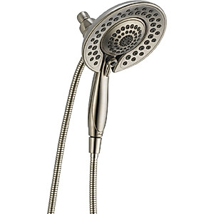 Delta Faucet 5-Spray In2ition 2-in-1 Dual Shower Head with HandHeld Spray, Brushed Nickel Hand Held Shower Head with Hose, Handheld Shower Heads, 1.75 GPM Shower Head, Stainless 58569-SS-PK