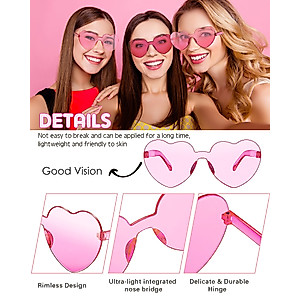 Frienda 8 Pairs Heart Shaped Sunglasses for Women Rimless Heart Glasses Candy Color Sunglasses for Party Favor(Rose Red, Pink)