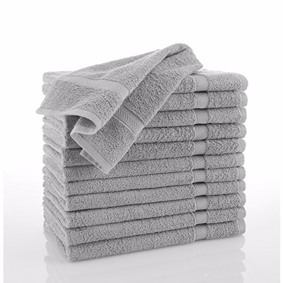COMMERCIAL PREMIUM 12 PIECE HAND TOWEL SET BY MARTEX - 12 Hand Towels, Home, Business, Shower, Tub, Gym, Pool, Golf, Salon - Machine Washable, Absorbent, Professional Grade, Hotel Quality - GRAY