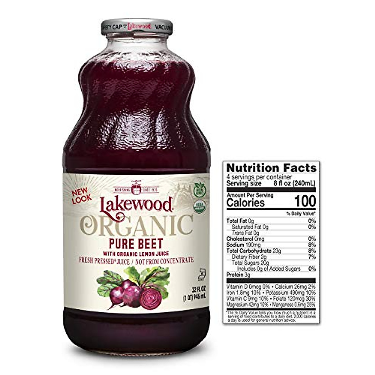 Lakewood Organic Beet Juice, 32 Fl Oz (Pack of 1) Package May Vary