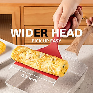 Silicone Tamagoyaki Spatula Japanese Omelette Spatula Wide Silicone Pancake Spatula Nonstick Heat-Resistant Pancake Shovel for Egg, Fish, Burgers, Steak and Pizza，Black