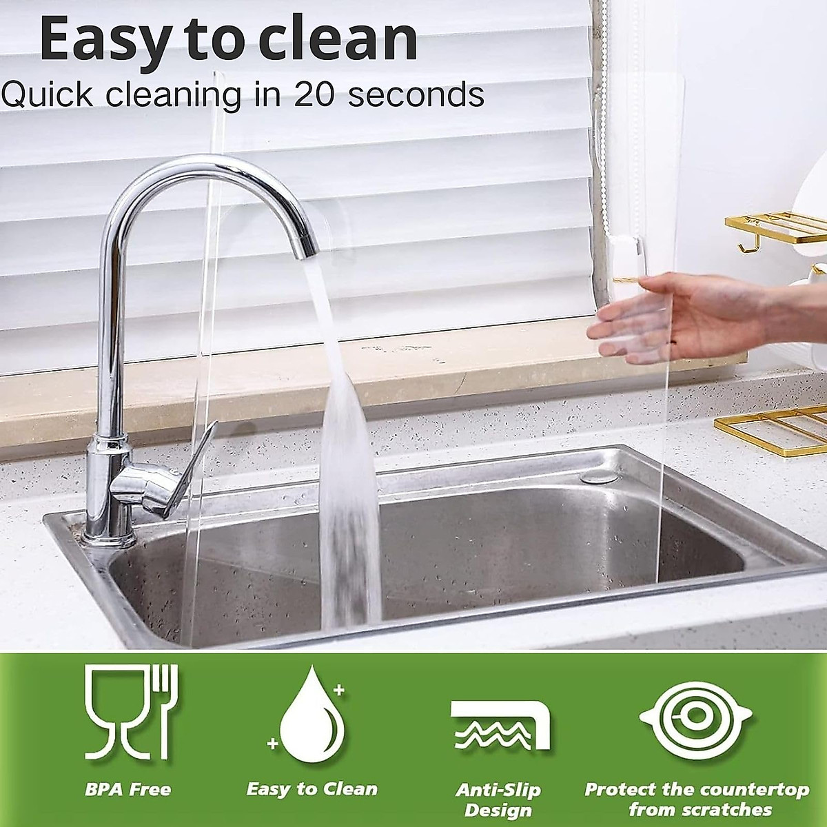 Pakproly Acrylic Cutting Board with Counter Lip, Thicker Clear Cutting Boards for Kitchen Counter, Non Slip Cutting Board for Countertop Protector, Apartment Essentials Kitchen Decor (16x 12 Inch)