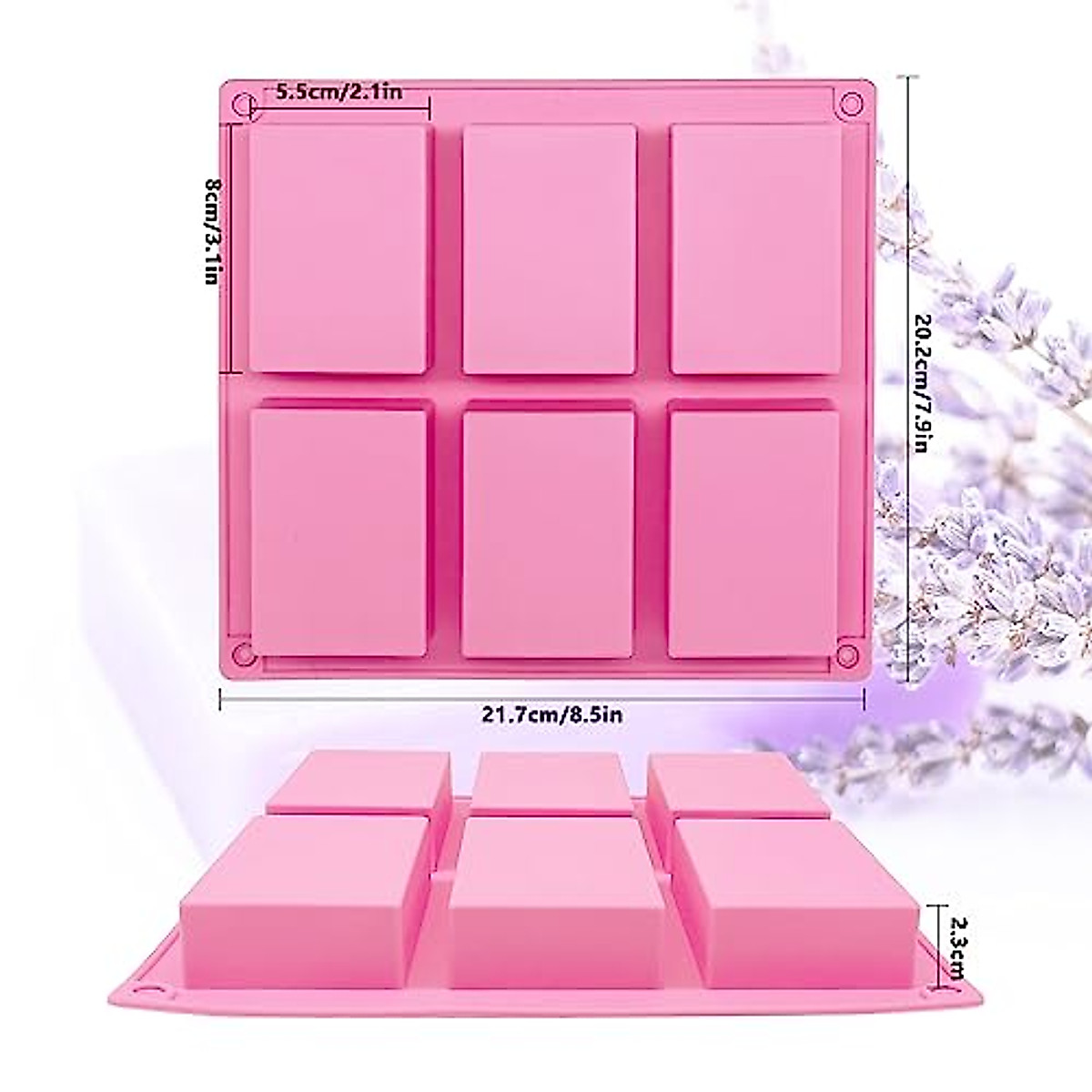 Dohia Silicone Soap Molds 6 Cavities Silicone Baking Mold DIY Handmade Soap Making D1-2306-FXSGZM (Pink)