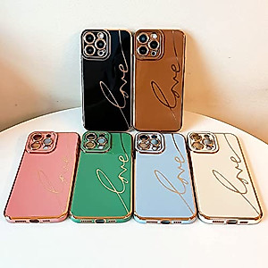Skyseaco Compatible with iPhone 13 Pro Max Case Cute, Luxury Plating Love Letter Case for Women Girls, Soft TPU Full Camera Shockproof Protective Case for iPhone 13 Pro Max 6.7 inch (Black)
