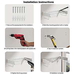 Gorblos Wall Mounted Drying Rack, Foldable Laundry Rack, Collapsible Drying Rack, 5 Stainless Rods, Wall Mounted Clothing Rod with 2 Towel Bar, 90 lb Capacity, 31.5" White