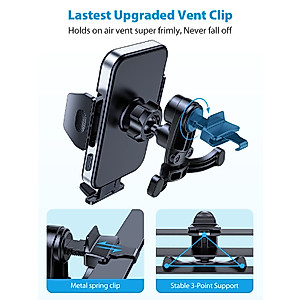 VICSEED [Military Certified] Car Phone Holder Mount, [Strongest Grip & Won't Slip] Air Vent Cell Phone Holder Car Hands Free Easy Clamp Car Vent Phone Mount Fit for iPhone 13 Pro Max Mini All Phones