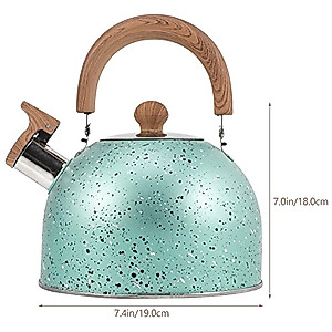 Hemoton Stovetop Tea Kettle Stainless Steel Whistling Teapot Water Kettle Stove Coffee Kettle with Cool Grip Ergonomic Handle for Boiling Water 2L Green