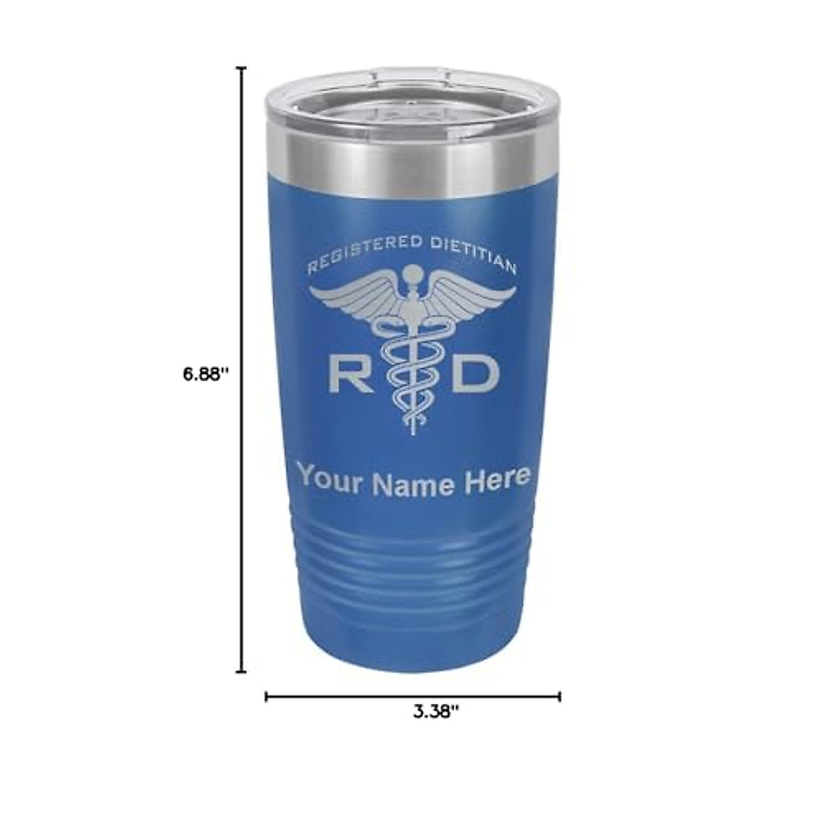 LaserGram 20oz Vacuum Insulated Tumbler Mug, RD Registered Dietitian, Personalized Engraving Included (Dark Blue)
