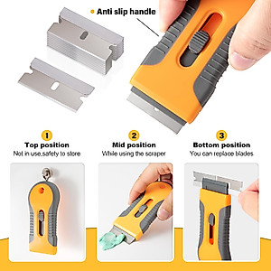 Gomake Razor Blade Scraper Tool Wall Paint Window Glass Scraper with Extra Razor Blades for Sticker,Glue,Paint,Adhesives Removal,Glass Top Stove Cleaning