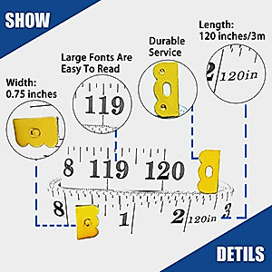 3PCS Tape Measure Body Measuring Tape 60inch (150cm), Retractable Measuring Tape for Body Measurement & Weight Loss, Accurate Body Tape Measure for Fitness, Tailor, Sewing, Handcrafts, Clothes
