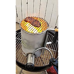 BBQ Dragon Round Grill Grate for Charcoal Chimneys - 9" Cooking Grate with Wood Handle - Stainless Steel Grill Rack, Fire Pit Grill Grate - BBQ Grate, Suited with Weber Charcoal Chimney