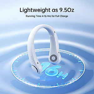 JISULIFE Portable Neck Fan, Hands-Free Bladeless, 5 Speeds, 4000 mAh Battery Operated Wearable Personal Fan, Twistable, Rechargeable, Gift for Women Men-Grey