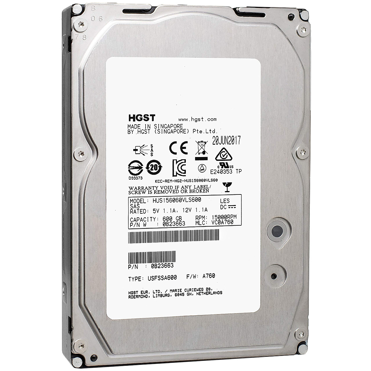 HGST Ultrastar 15K600 | HUS156060VLS600 | 0B23663 | 600GB 15K RPM SAS 6Gb/s 64MB Cache | 3.5in LFF | - w/ 2 Year Warranty(Renewed)