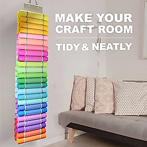 HOME SHARON Vinyl Roll Holder - 48 Rolls Storage Organizer, Nylon Organizer for Vinyl Sheet, Cardstock, Scrapbook Paper - Hanging Hook and Strap Included