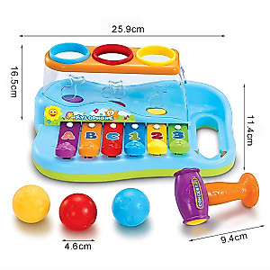 HOLA Toys for 1 Year Old Boy Gifts Baby Toys 12-18 Months, Baby Toys 6 to 12 Months Toy Hammer with Music Sound & Light, Grab Shake Pound 9 Month Old Baby Boy Girl Toys 1 Year Old Boy Birthday Gift