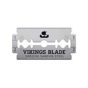 VIKINGS BLADE Double Edge Safety Razor Blades, 10x Blades, Swedish Steel + Platinum Coated, Replacement Razor Blades & Refills (Semi-Aggressive & Safe)