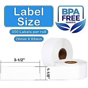 10 Rolls of 350 Lables 1 1/8”x3 1/2”Direct Thermal Labels for Barcodes, Address, Mailing Compatible with Rollo Label Printer & Zebra Desktop Printers [350 Labels/Rolls, 10Roll]