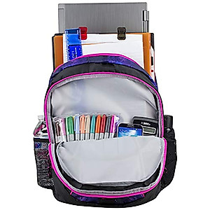 FUEL Active Sport Carry On Luggage Weekender Travel Daypack Rusksack Backpack Bag, Black/Hot Pink/Galaxy Print