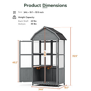 AOVSA Wooden Outdoor Storage Cabinet, 71" Weatherproof Garden Shed with Shelves, Waterproof Roof, Tool Storage for Patio/Backyard/Pool/Lawn (Gray)