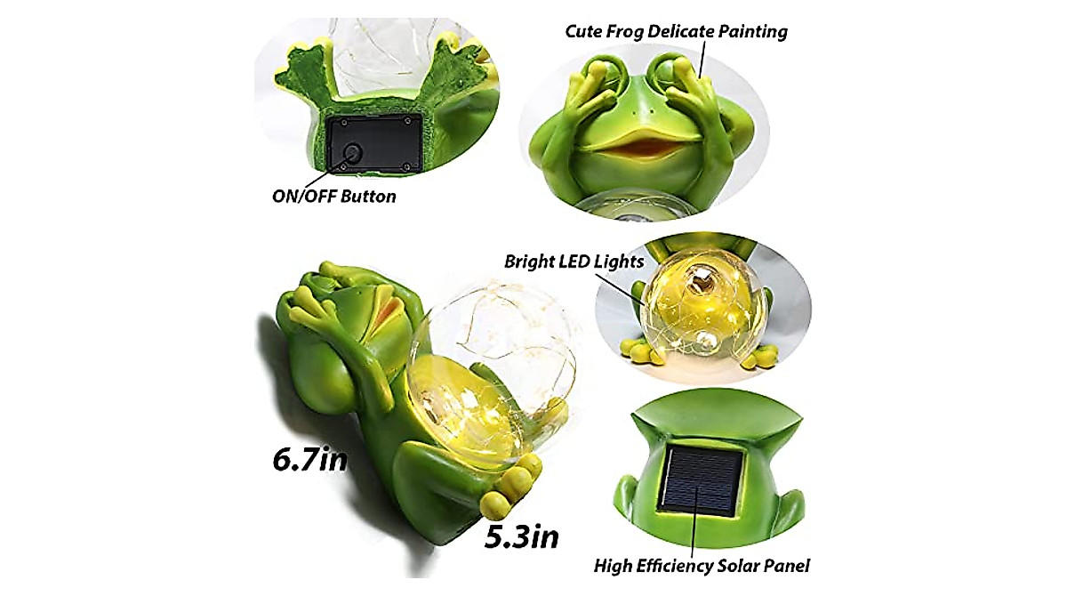 Cute Solar Garden Frog Decor | Outdoor Waterproof Figurines