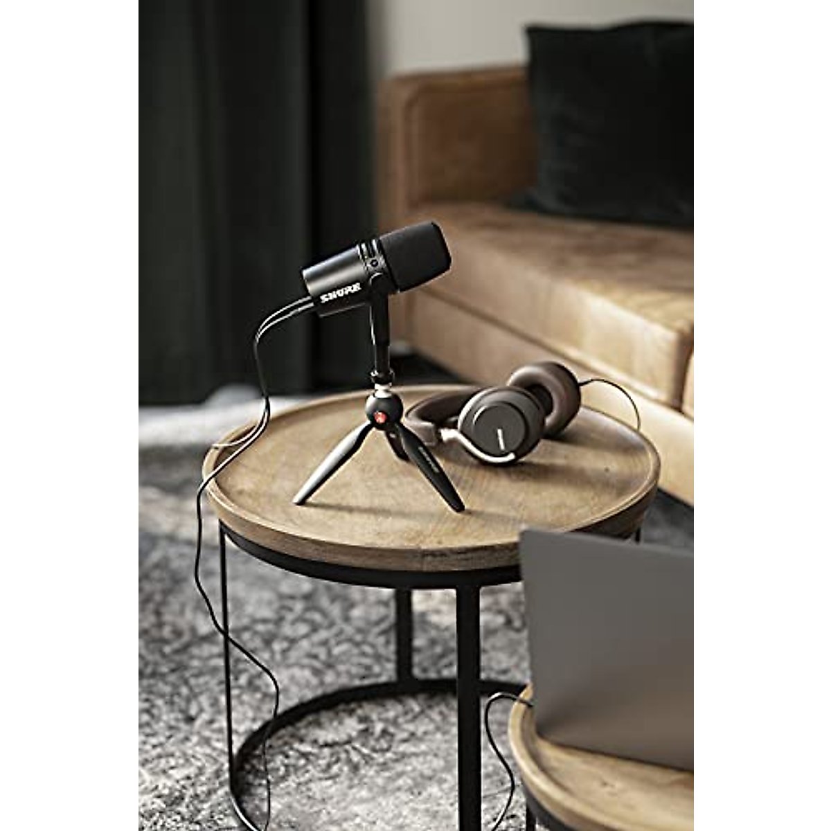 Shure MV7 USB Microphone with Tripod, for Podcasting, Recording, Streaming & Gaming, Built-in Headphone Output, All Metal USB/XLR Dynamic Mic, Voice-Isolating Technology, TeamSpeak Certified - Black