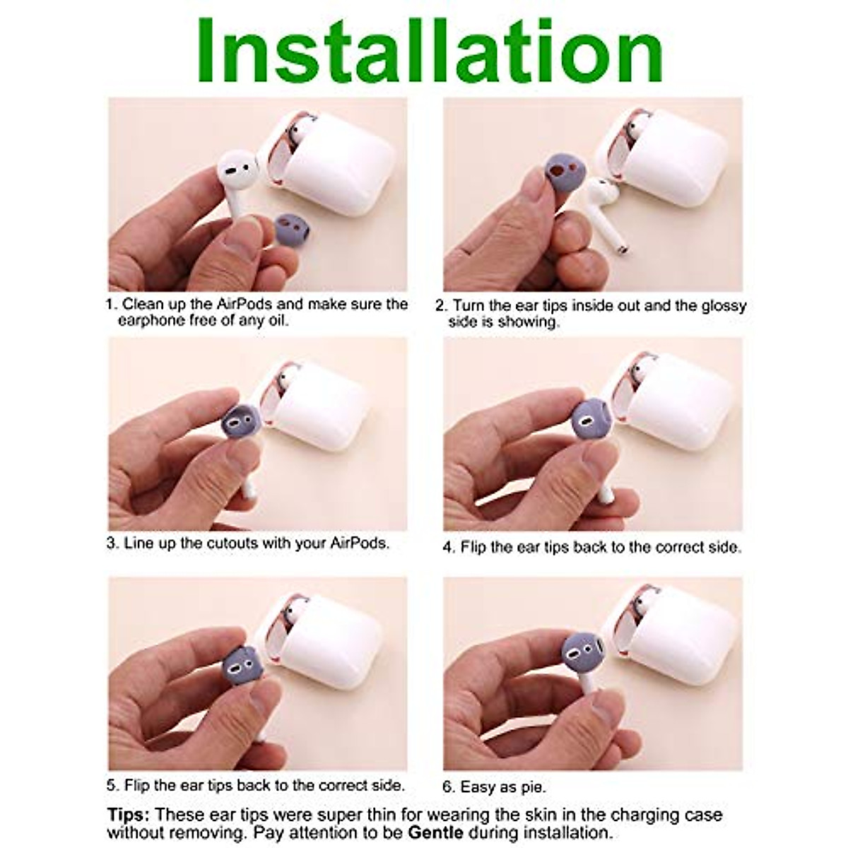 IiEXCEL (Fit in Case) Eartips for AirPods 1 AirPods 2, 5 Pairs Replacement Super Thin Slim Rubber Earbuds Ear Tips Skin Accessories for AirPods 1 & 2 (Fit in Charging Case) 5 Colorful