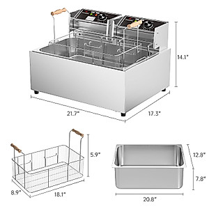 TANGME Commercial Deep Fryer, Triple Basket Electric Turkey Fryer Upgraded 31.7Qt Countertop Deep Fryer To Fry a Whole Fish or Turkey with Temperature Limiter, UL Certified