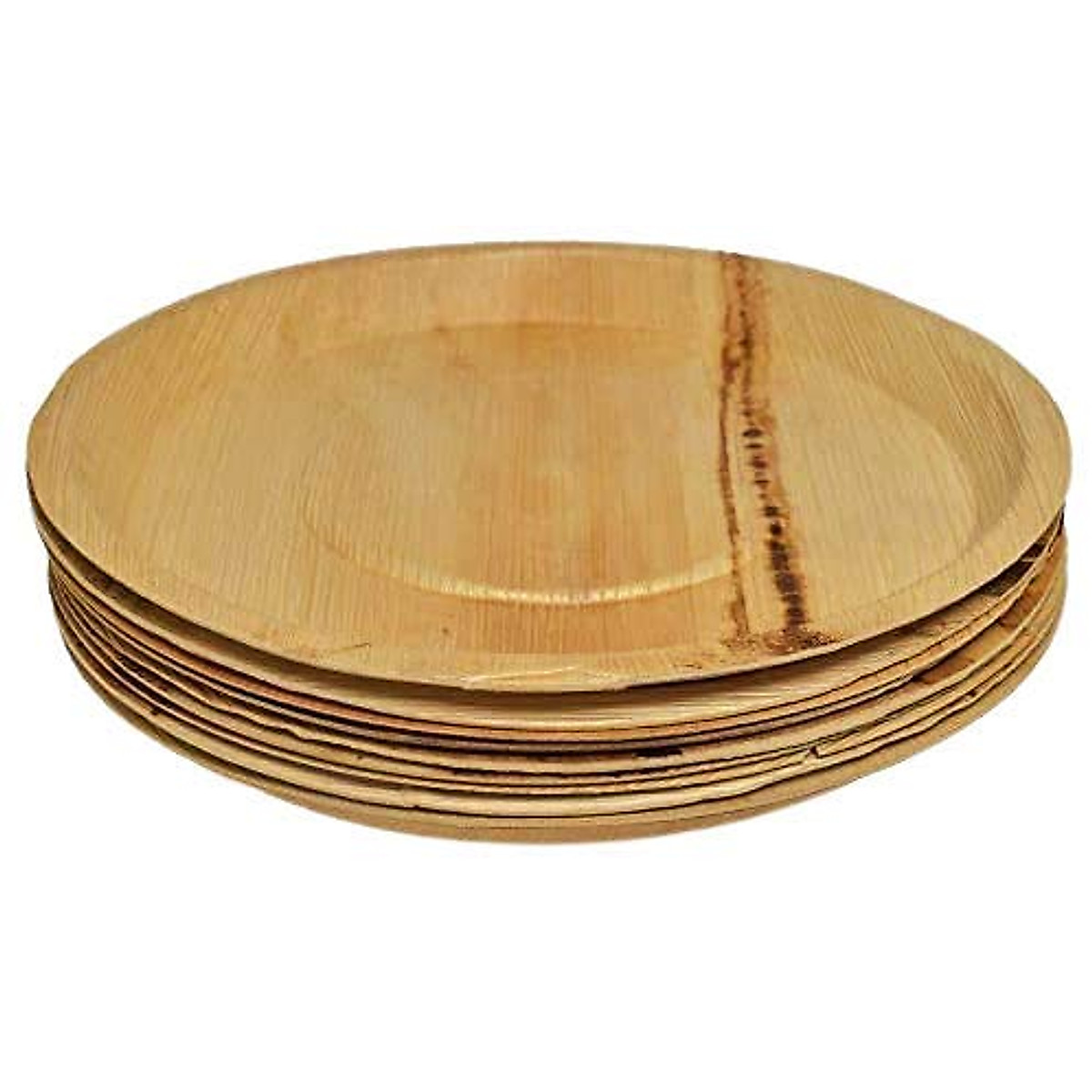 Charity Leaf Disposable Palm Leaf 14" Round Trays (10 pieces) Bamboo Like Serving Platters, Disposable Boards, Eco-Friendly Dinnerware For Weddings, Catering, Events