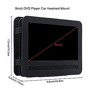 Portable Car DVD Player Headrest Mount Holder, 9-9.5inch Swivel and Flip Car DVD Holder Case Strap DVD Player Mount