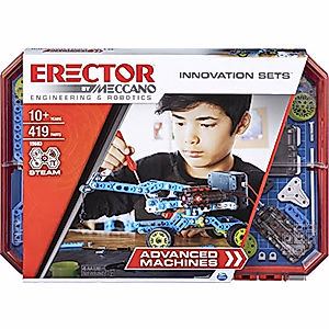 Meccano Erector, Advanced Machines Innovation Set, S.T.E.A.M. Building Kit with Real Motor