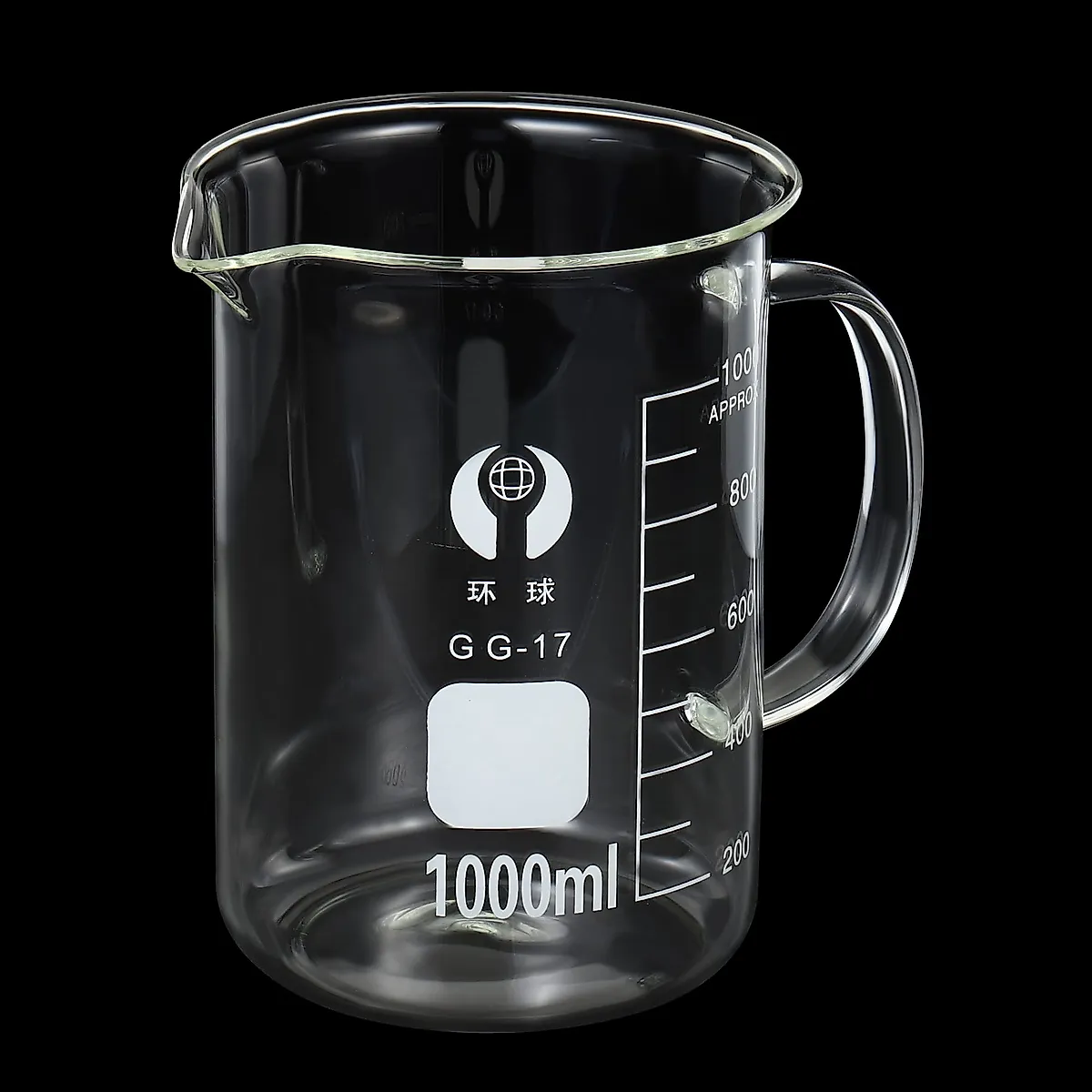 PATIKIL 1000ml Glass Beaker with Handle, 3.3 Borosilicate Glass Graduated Printed Scale Measuring Cups with Spout for Kitchen Lab Liquids Transit Boiling