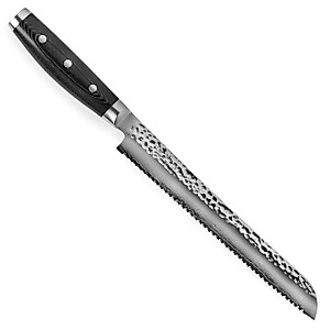 Enso HD 9" Bread Knife - Made in Japan - VG10 Hammered Damascus Stainless Steel Serrated Slicing Knife