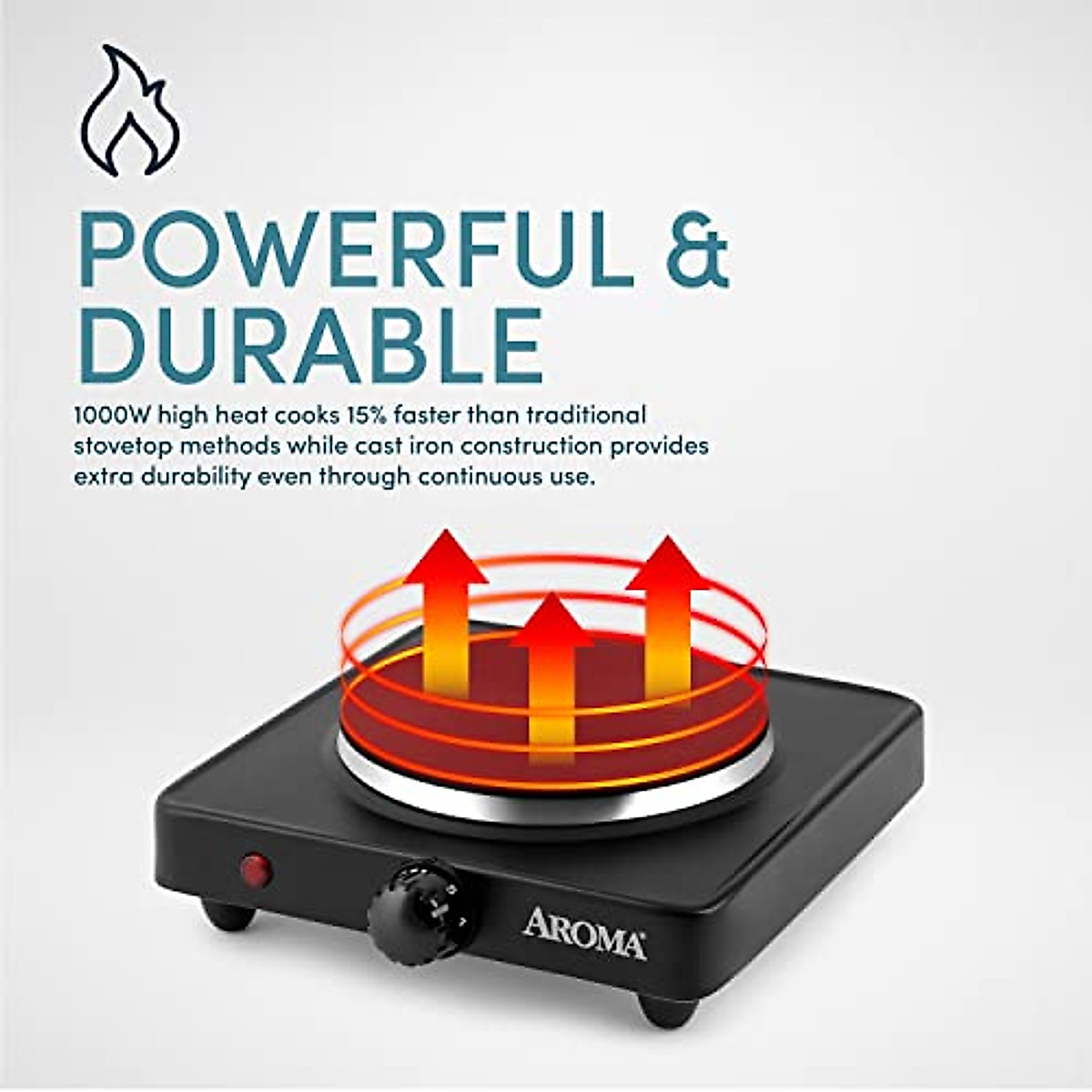 Aroma Housewares AHP-303 Single Burner Hot Plate, Black